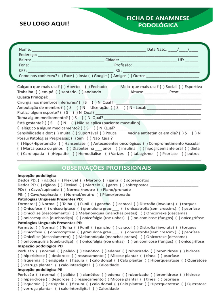 anamnese modelo para alunas | PDF | Especialidades médicas | Medicina ...