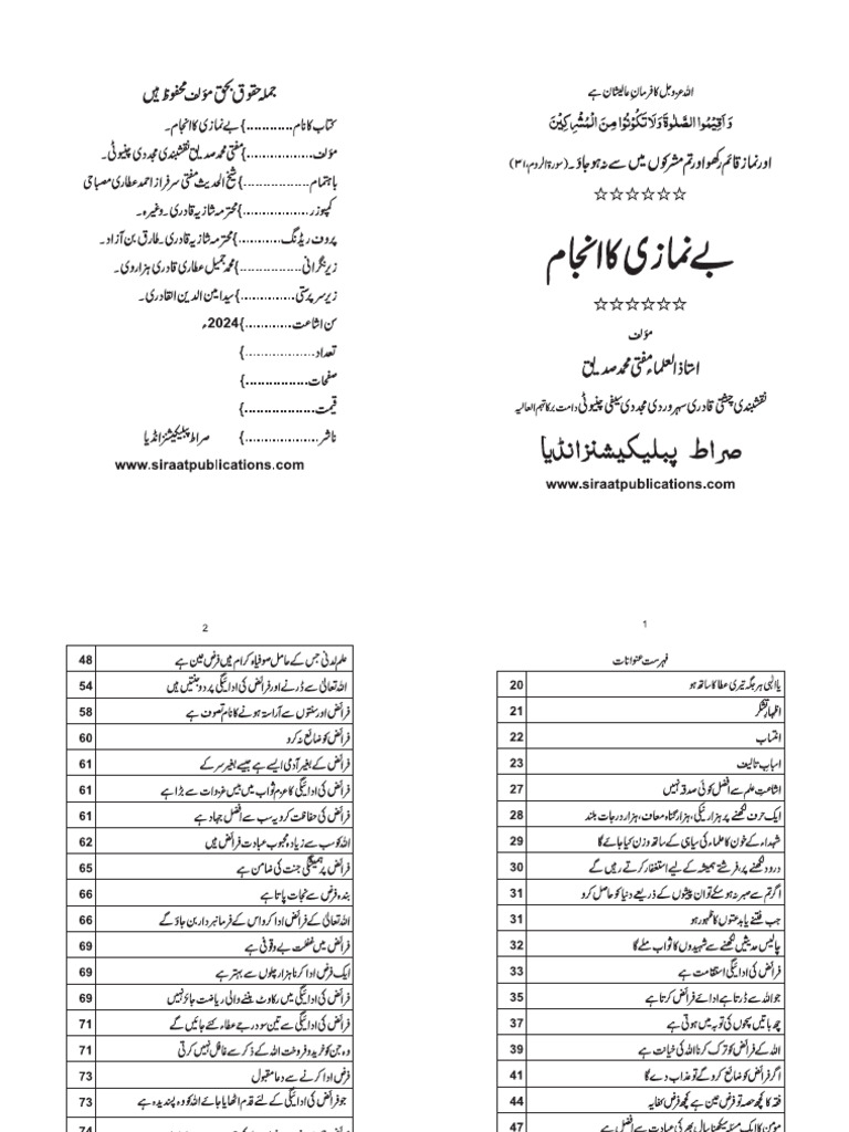 Be Namazi Ka Anjam - Mufti Siddique Naqshbandi | PDF