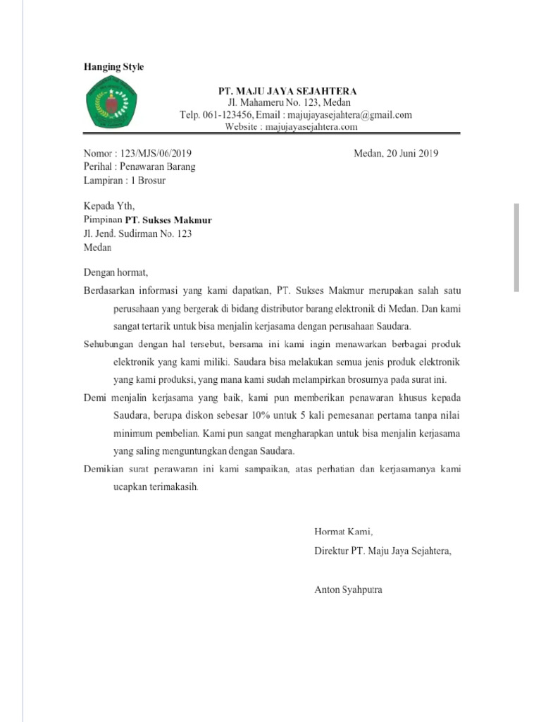 Contoh Surat Full Block Style | PDF