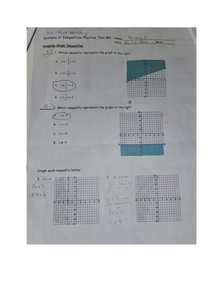 System of Linear Inequalities Test | PDF