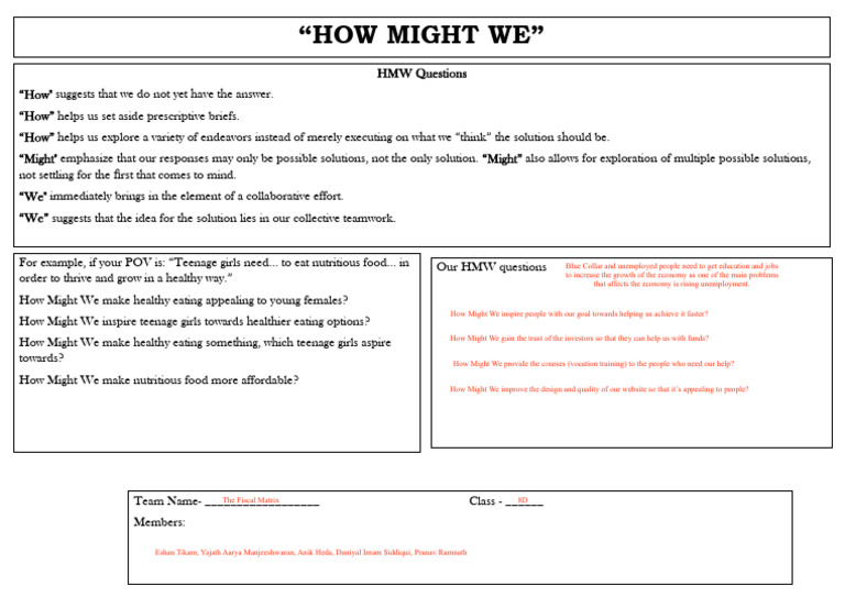 Describe - HMW - The Fiscal Matrix - Grade 8 - CBL | PDF | Economies