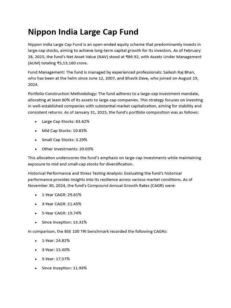 Nippon India Large Cap Fund | PDF | Investing | Investment Management