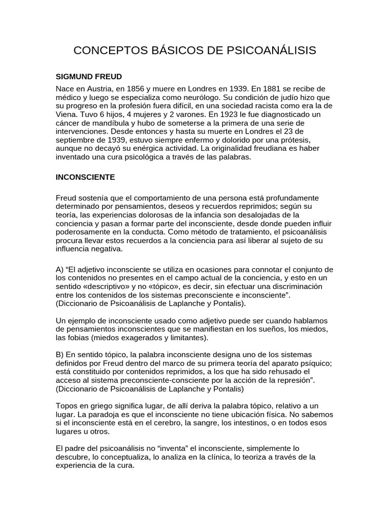 Conceptos Básicos de Psicoanálisis - Carlos Iñón-1 | PDF | Mente inconsciente | Psicoanálisis