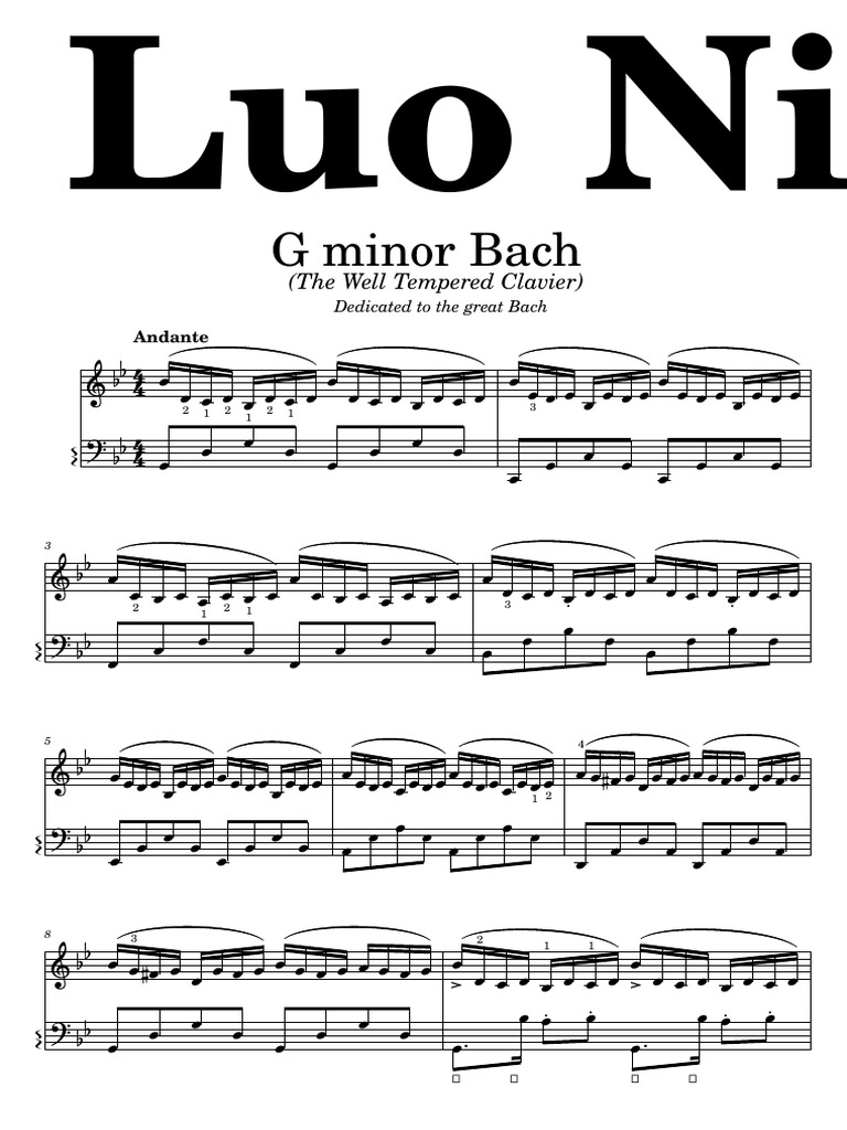 G Minor Bach Andante Sheet Music | PDF | Musical Forms | Johann ...