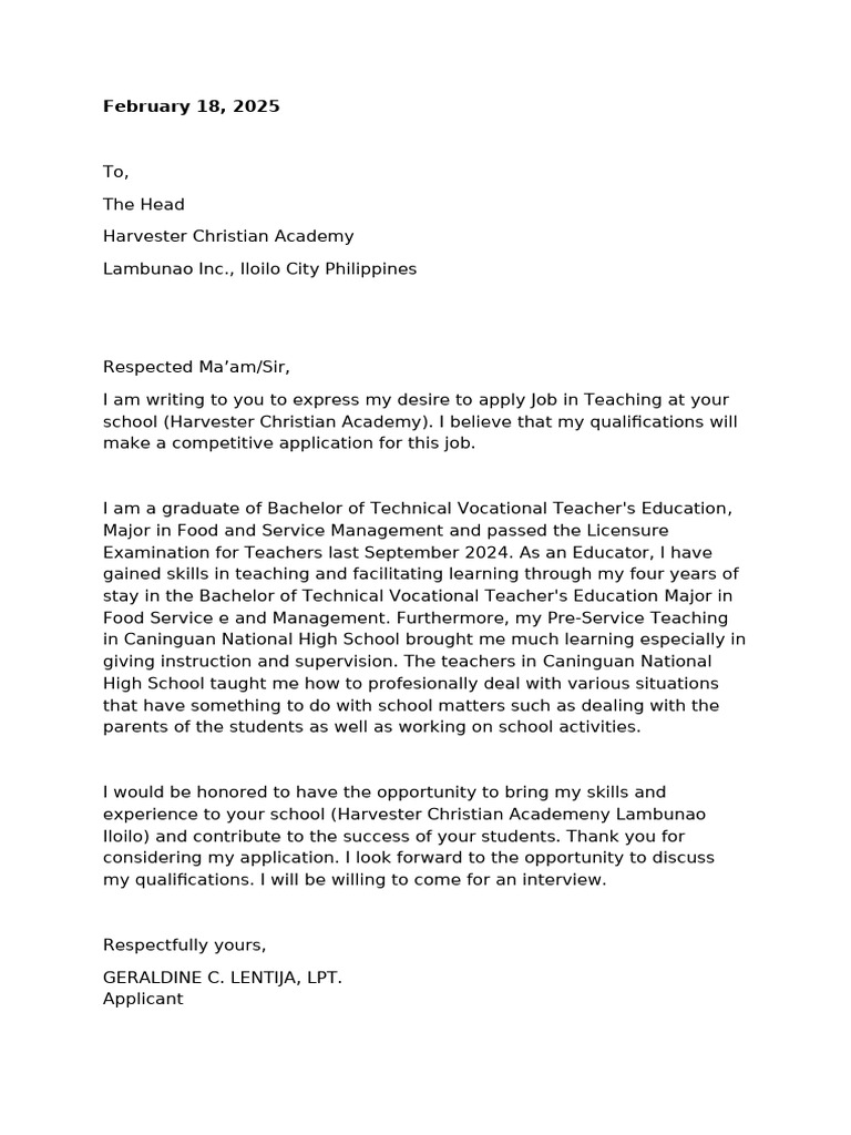 Application-Letter Geraldine | PDF