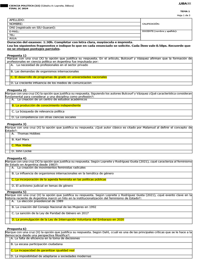 Tema 1 FINAL 3-12-24 CP 2C 2024 Con Claves | PDF | Democracia | Ideologías políticas