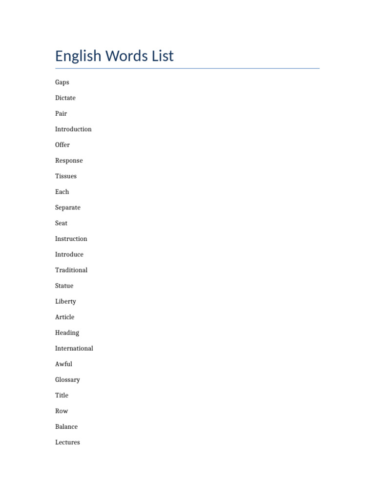 Comprehensive English Word List | PDF