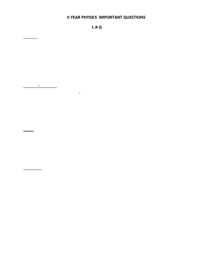 Very Important 2ND Year Physics Ipe Questions | PDF | Electric Field | Magnetic Field
