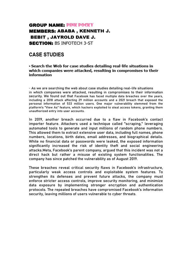 Facebook Data Breaches Analysis | PDF