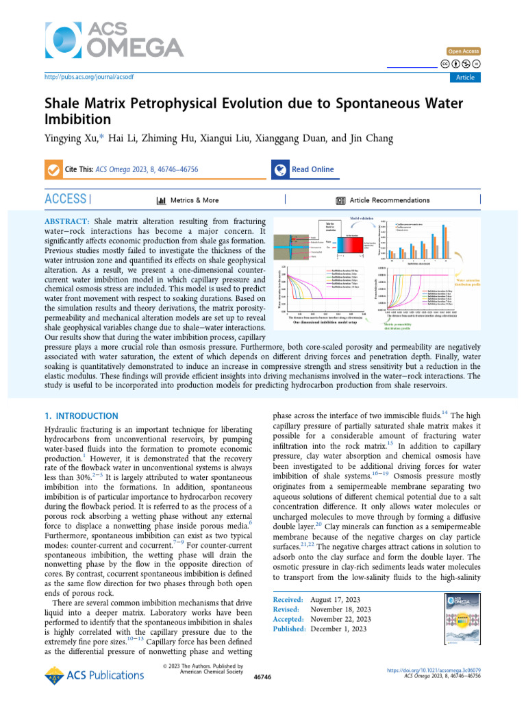 Xu Et Al 2023 Shale Matrix Petrophysical Evolution Due To Spontaneous ...