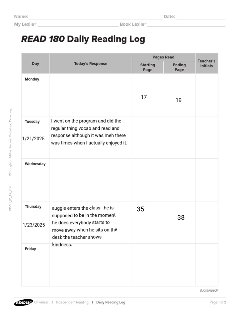 Kami Export - Steven Hernandez Herrera - Reading Log | PDF