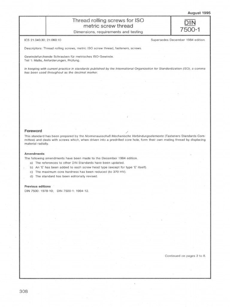 Din 7500 1 1995 | PDF