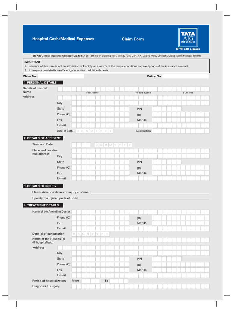 Insurance Claim Form Details | PDF | Medicine | Health Care