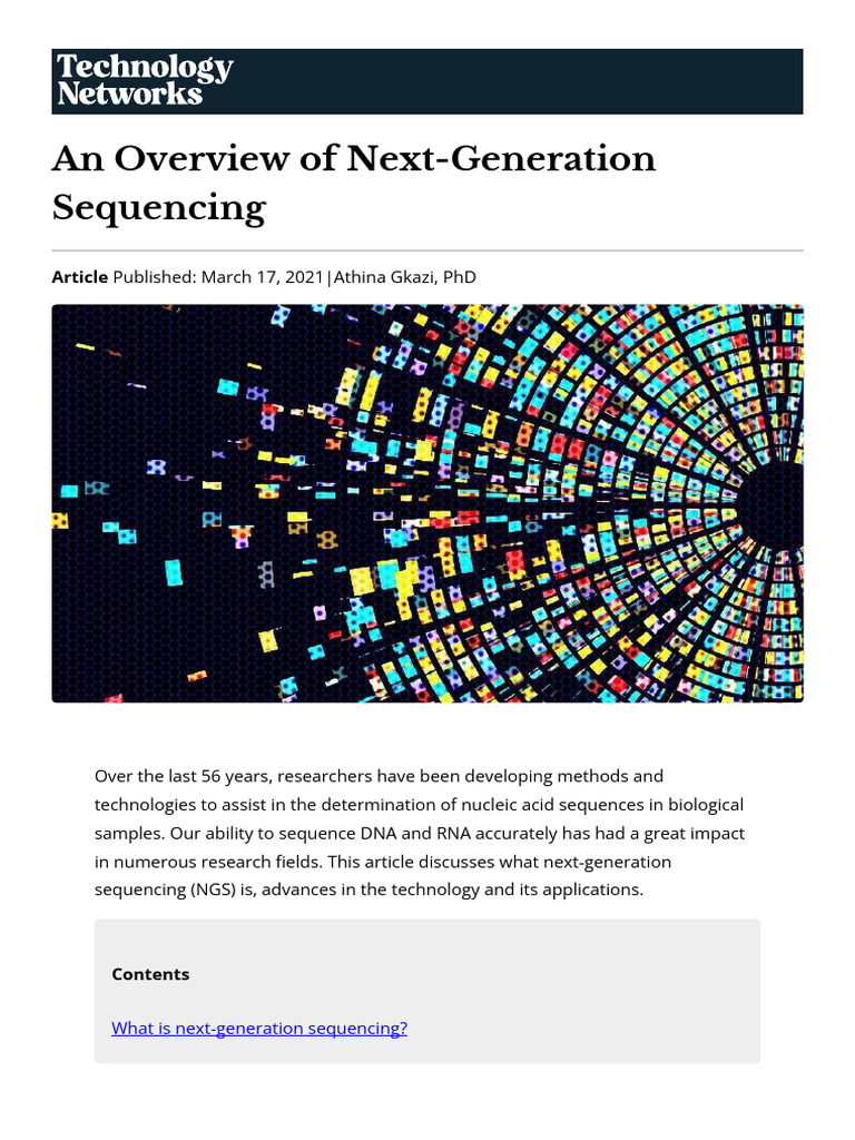 An Overview of Next-Generation Sequencing | PDF | Dna Sequencing | Polymerase Chain Reaction