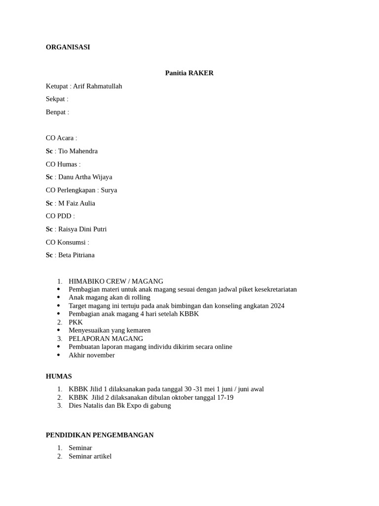 Panitia RAKER | PDF
