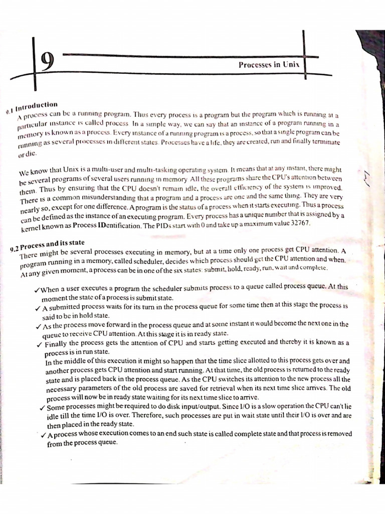 process in unix | PDF