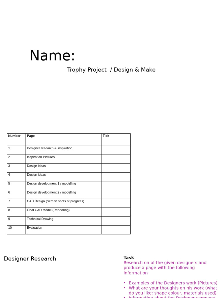 Trophy Project: Design & Evaluation Guide | PDF | Technical Drawing