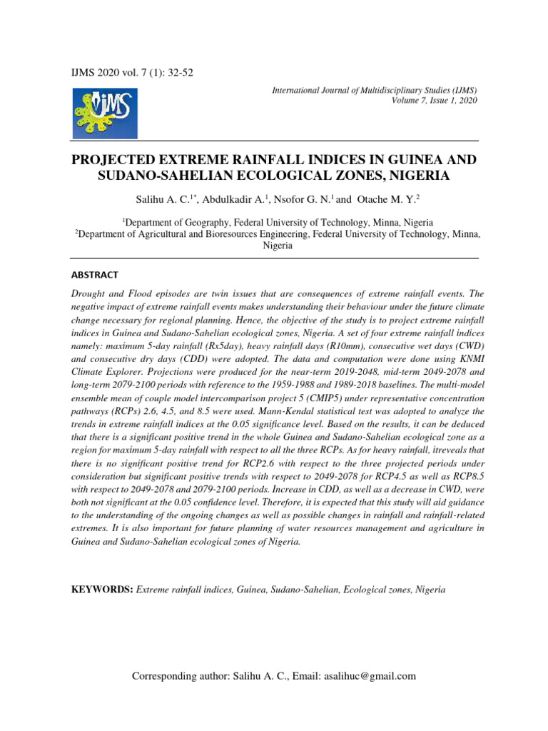 PROJECTED_EXTREME_RAINFALL_INDICES_IN_GU | PDF | General Circulation ...