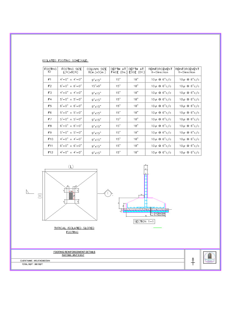 Footing Reinforcement Revised | PDF