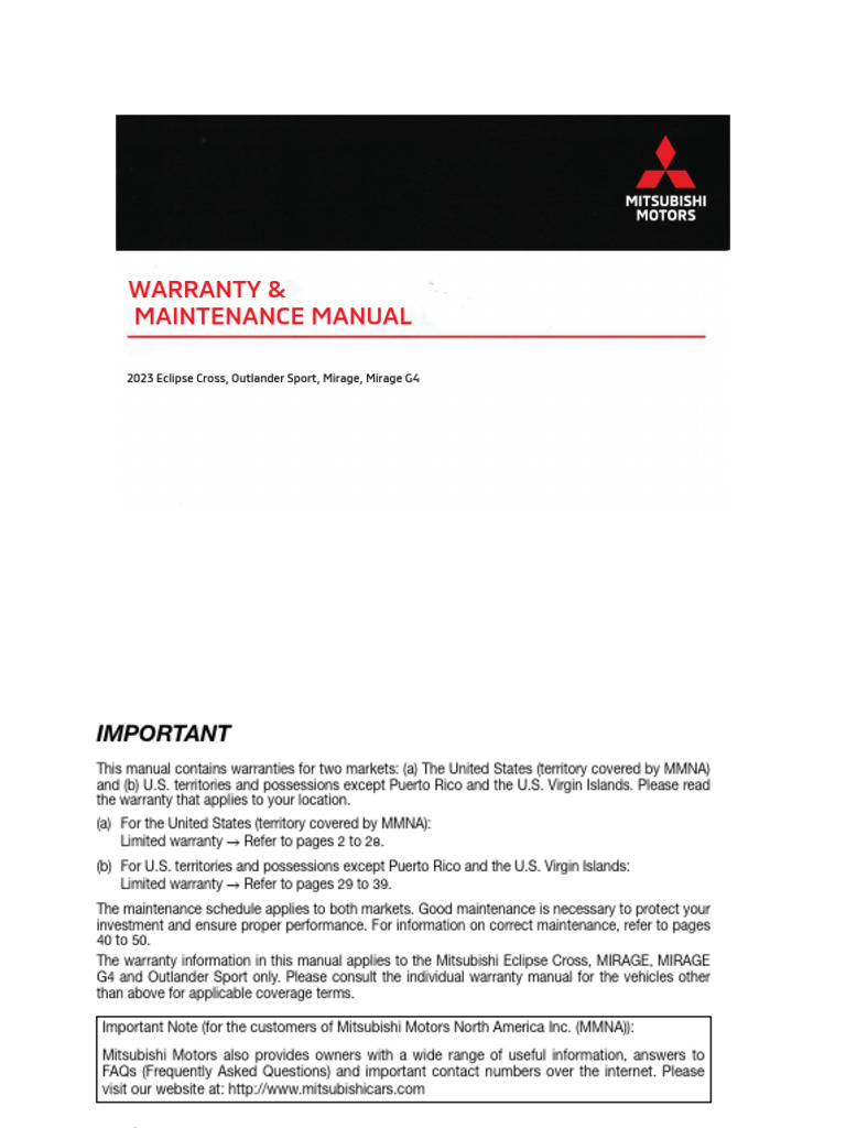 2023 Outlander Sport - Eclipse Cross - Mirage - Mirage G4 | PDF | Axle ...