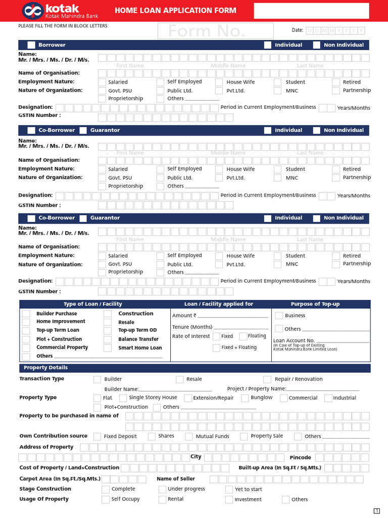 Home Loan Application Form | PDF | Credit Card | Banks