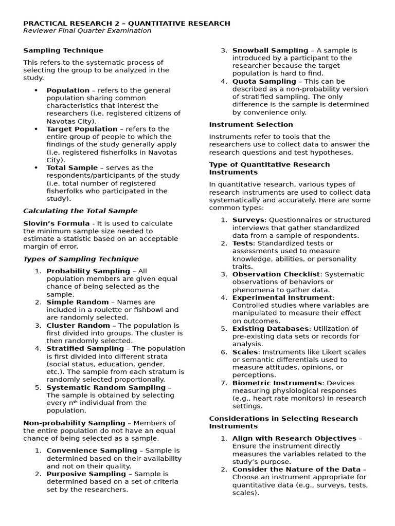 Reviewer PR2 Final Term | PDF | Sampling (Statistics) | Validity (Statistics)