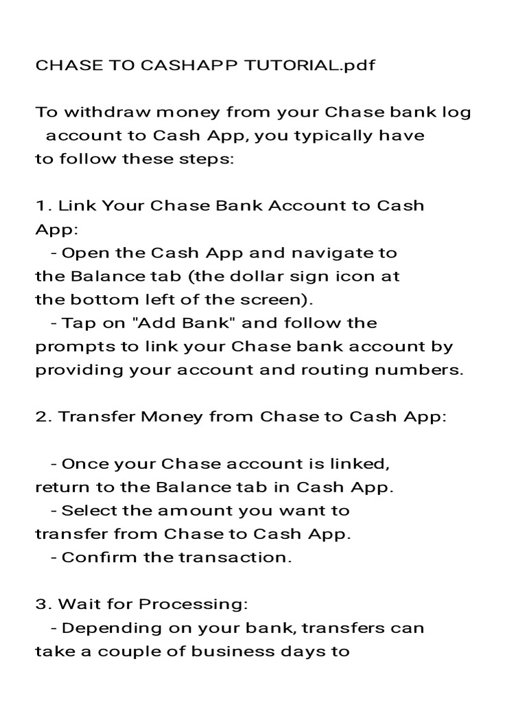 CHASE TO CASHAPP TUTORIAL | PDF