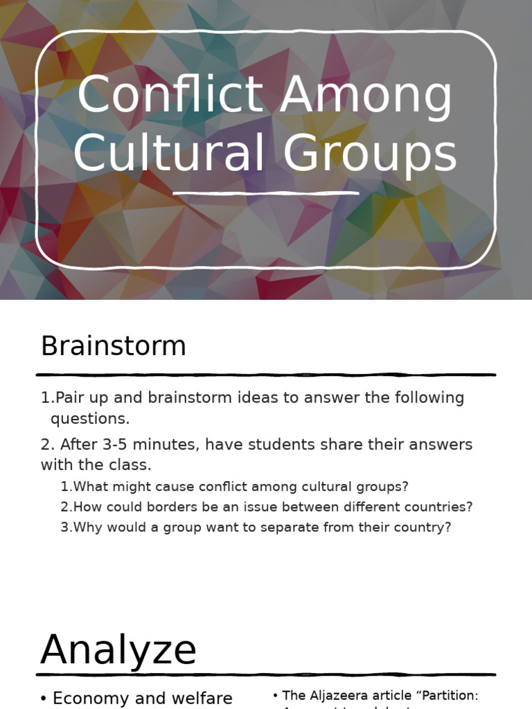 Conflict Among Cultural Groups Activity | PDF