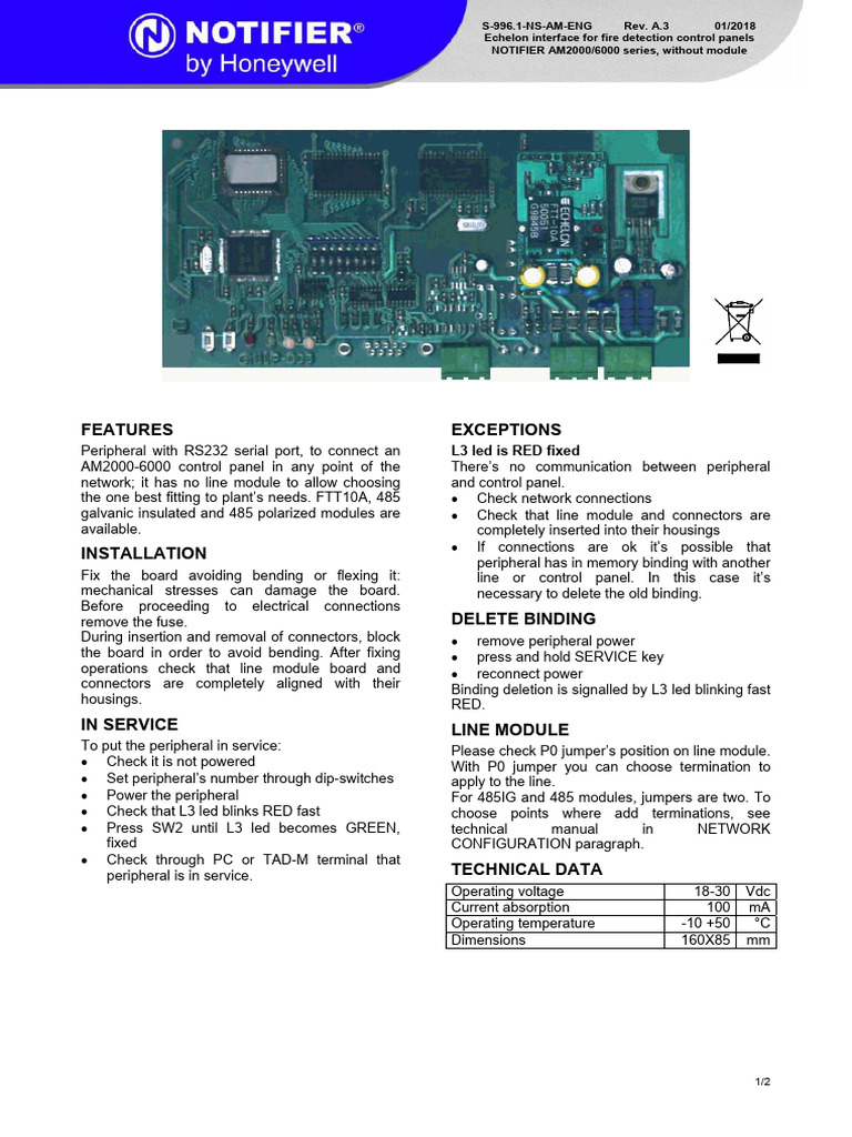 Echelon Interface for Notifier Panels | PDF | Electrical Connector ...