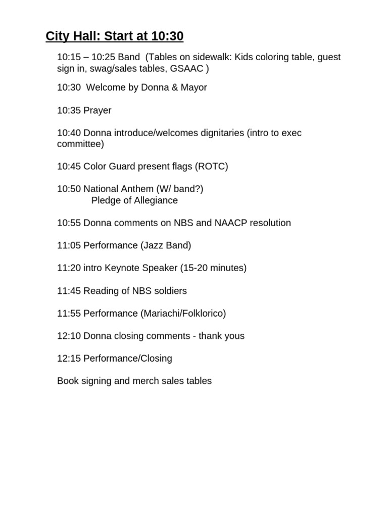 City Hall 2025 Schedule | PDF