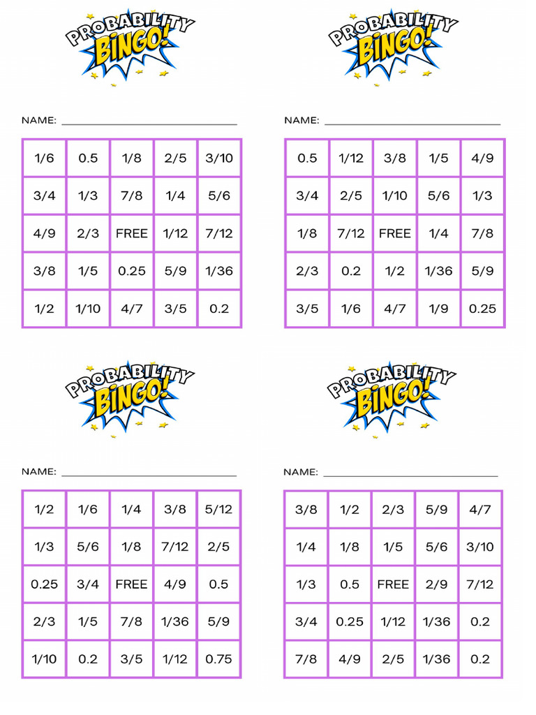 PROBABILITY BINGO! | PDF