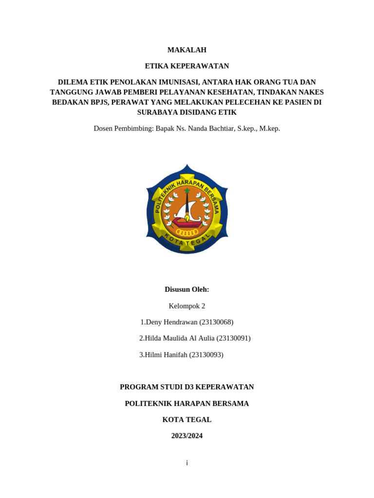 Makalah Tugas Etika Kep - Kelompok 2 | PDF