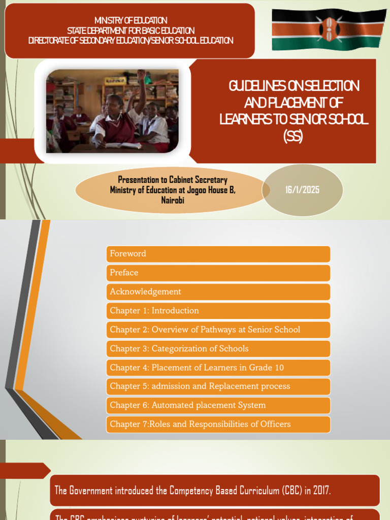 Guidelines For Selection and Placement of Learners To Jss (1) - 1 | PDF | Vocational Education ...
