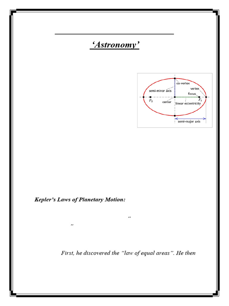 Applications of Ellipses in The Field of Astronomy | PDF | Orbit | Apsis
