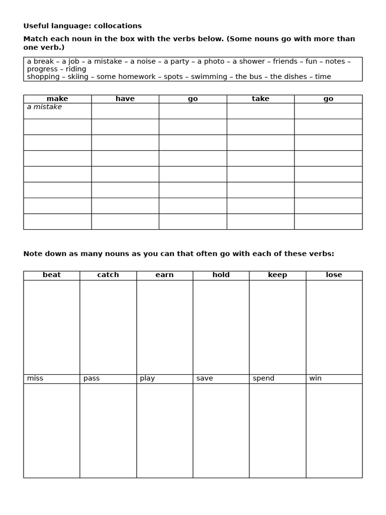Collocations Practice B2 | PDF