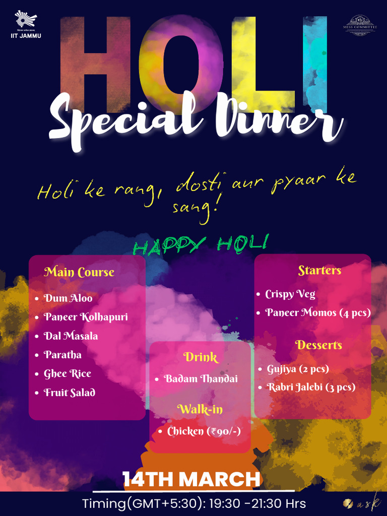 Colorful Festive Holi Party Poster | PDF