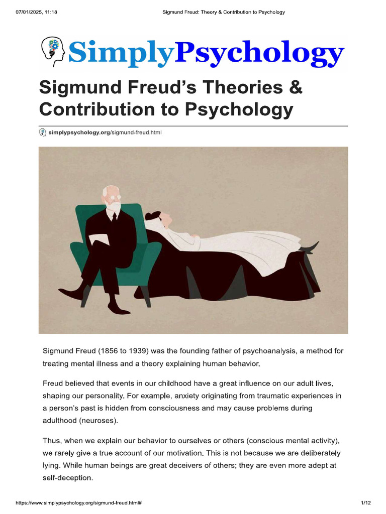Text 2.2.1 - Freud - A Summary - Simply Psychology | PDF