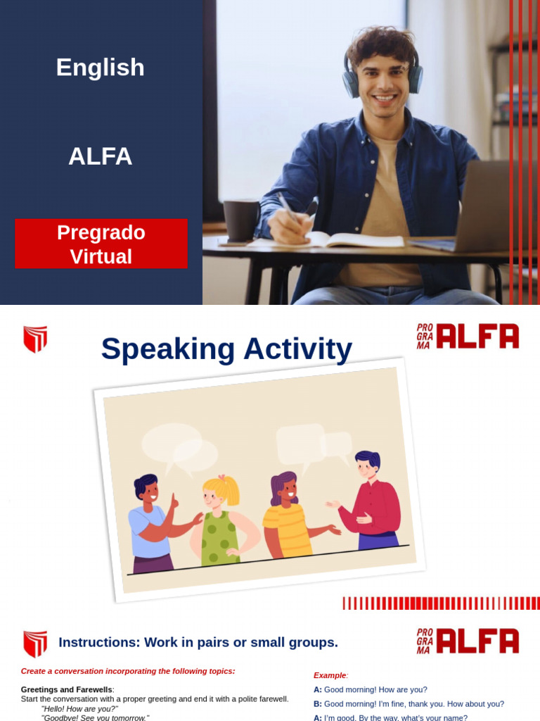 Speaking Activity - Alfa - Pregrado Virtual Regular | PDF | Human ...