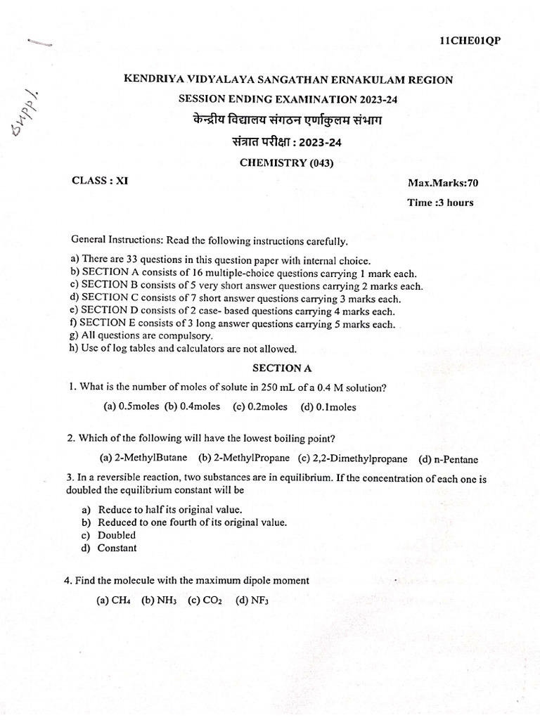 Chem Sample Paper | PDF