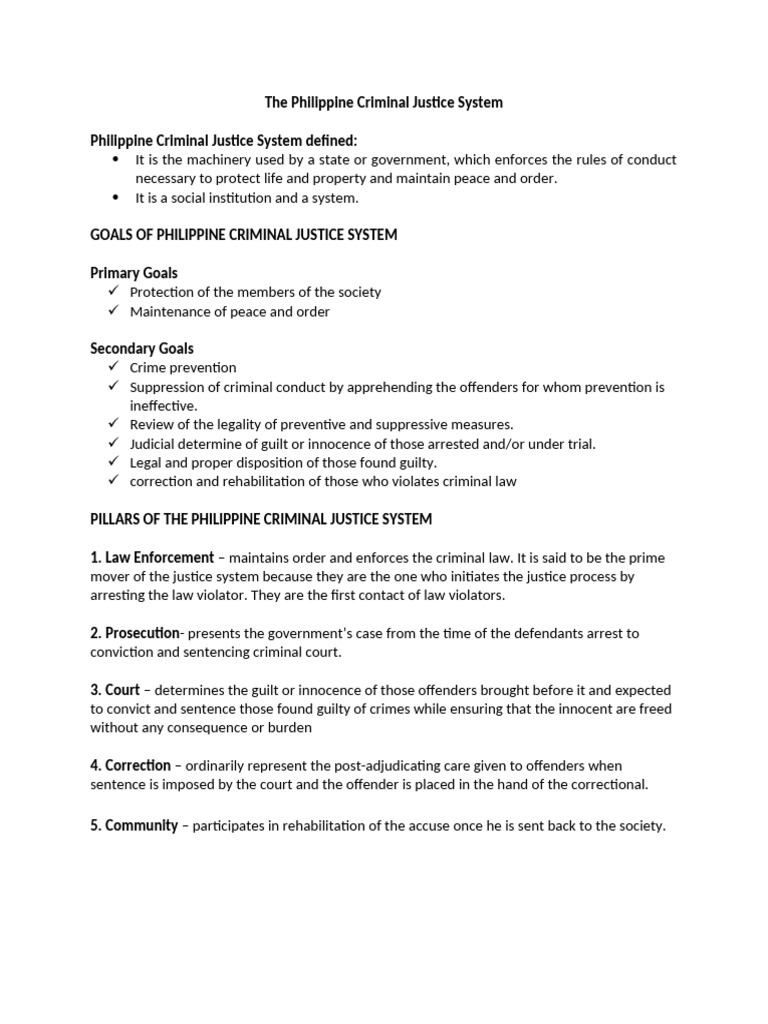 The Philippine Criminal Justice System | PDF