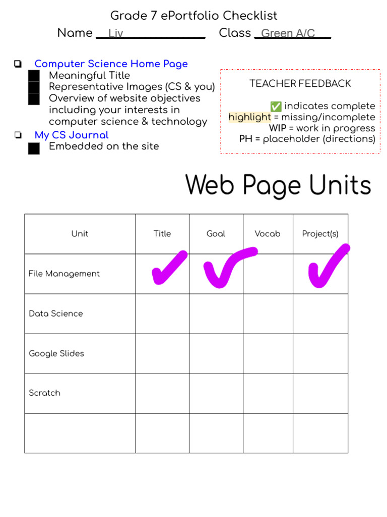 Edited - EPortfolio Example, Journal, & Checklist | PDF