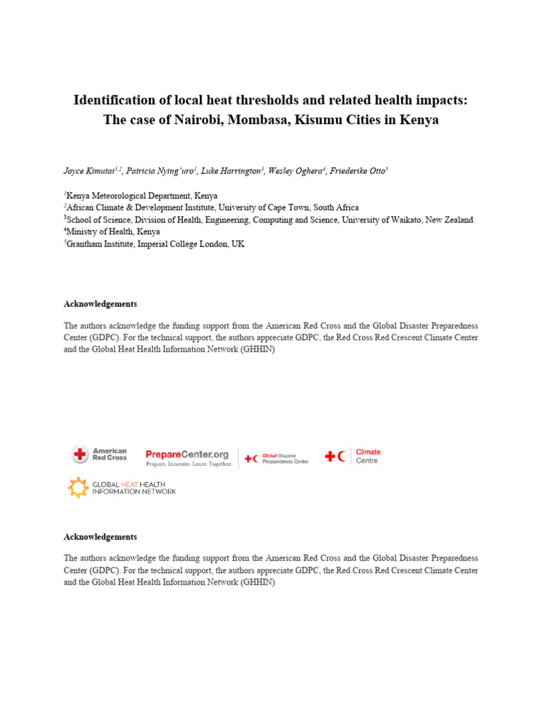 Heat Thresholds and Health in Kenyan Cities | PDF | Heat Wave | Rain
