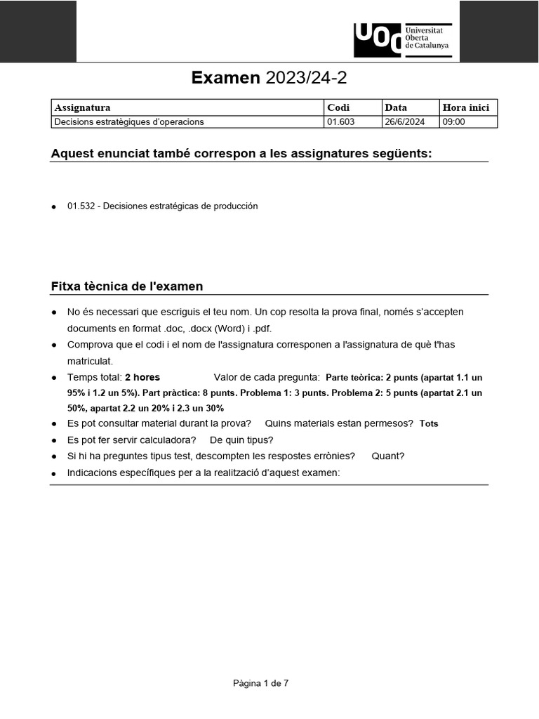 Exemple 5 Examen final resol Examen 1 | PDF