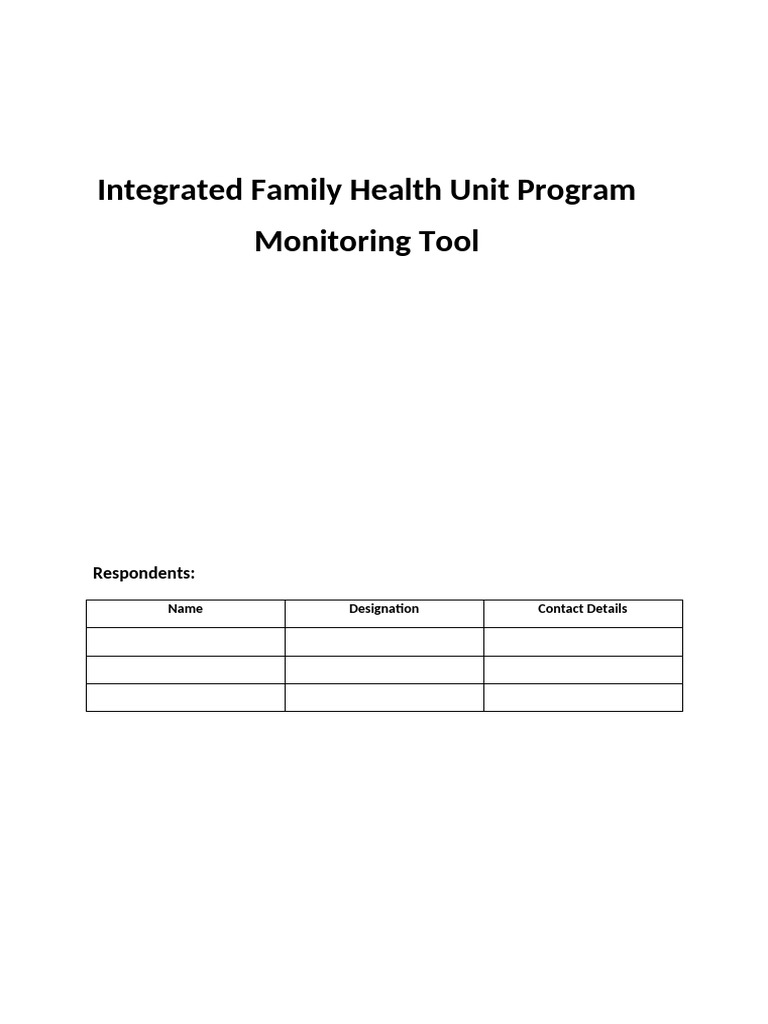 Integrated Family Health Unit Monitoring Tool | PDF | Family Planning ...