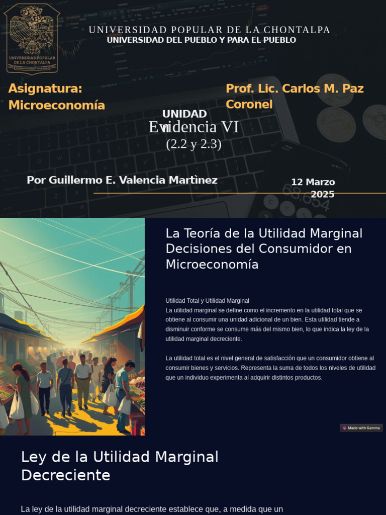 Evidencia VI Ley de Utilidad Marginal Decreciente | PDF | Utilidad | Utilidad marginal