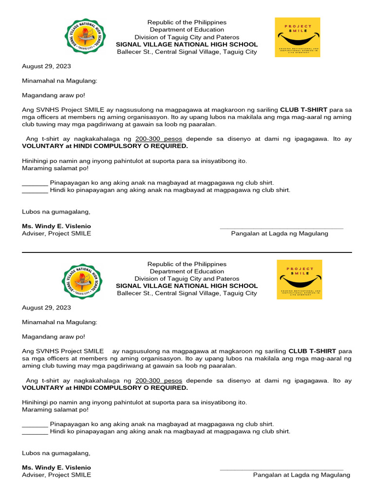Club Shirt Consent | PDF