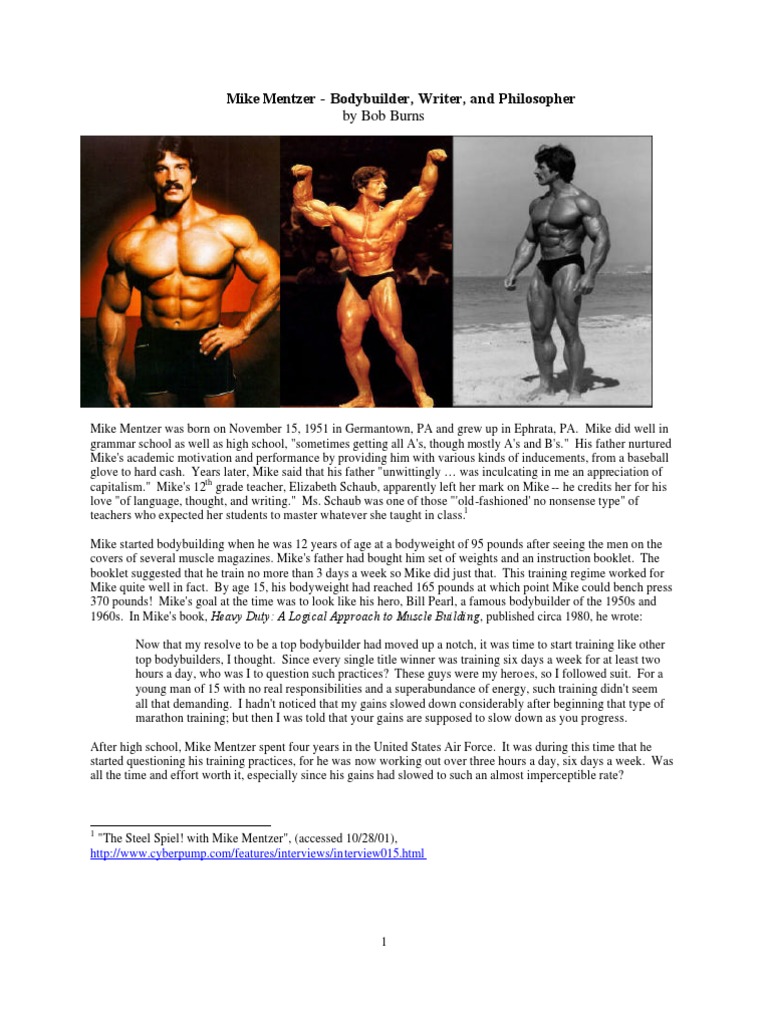 Mike Mentzer - Bodybuilder, Writer, and Philosopher, by Bob Burns | PDF ...