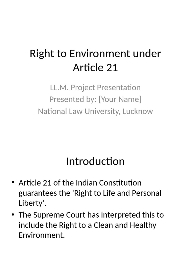 Right To Environment Article 21 | PDF