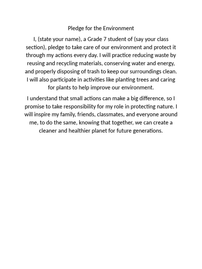 Pledge for the Environment | PDF