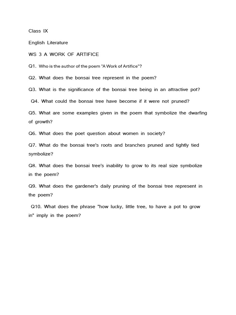 IX Eng Lit WS 3 | PDF